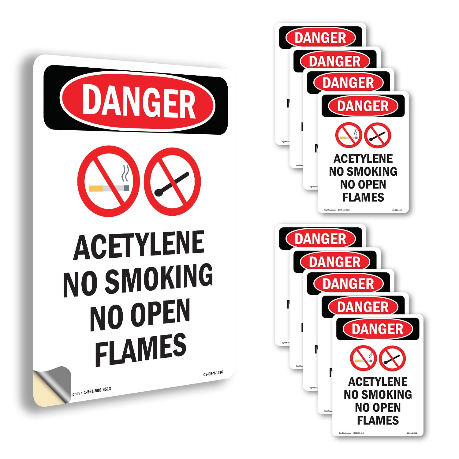 Acetylene No Smoking OSHA Danger Vinyl Decal Label 24 Inch x 18 Inch ...