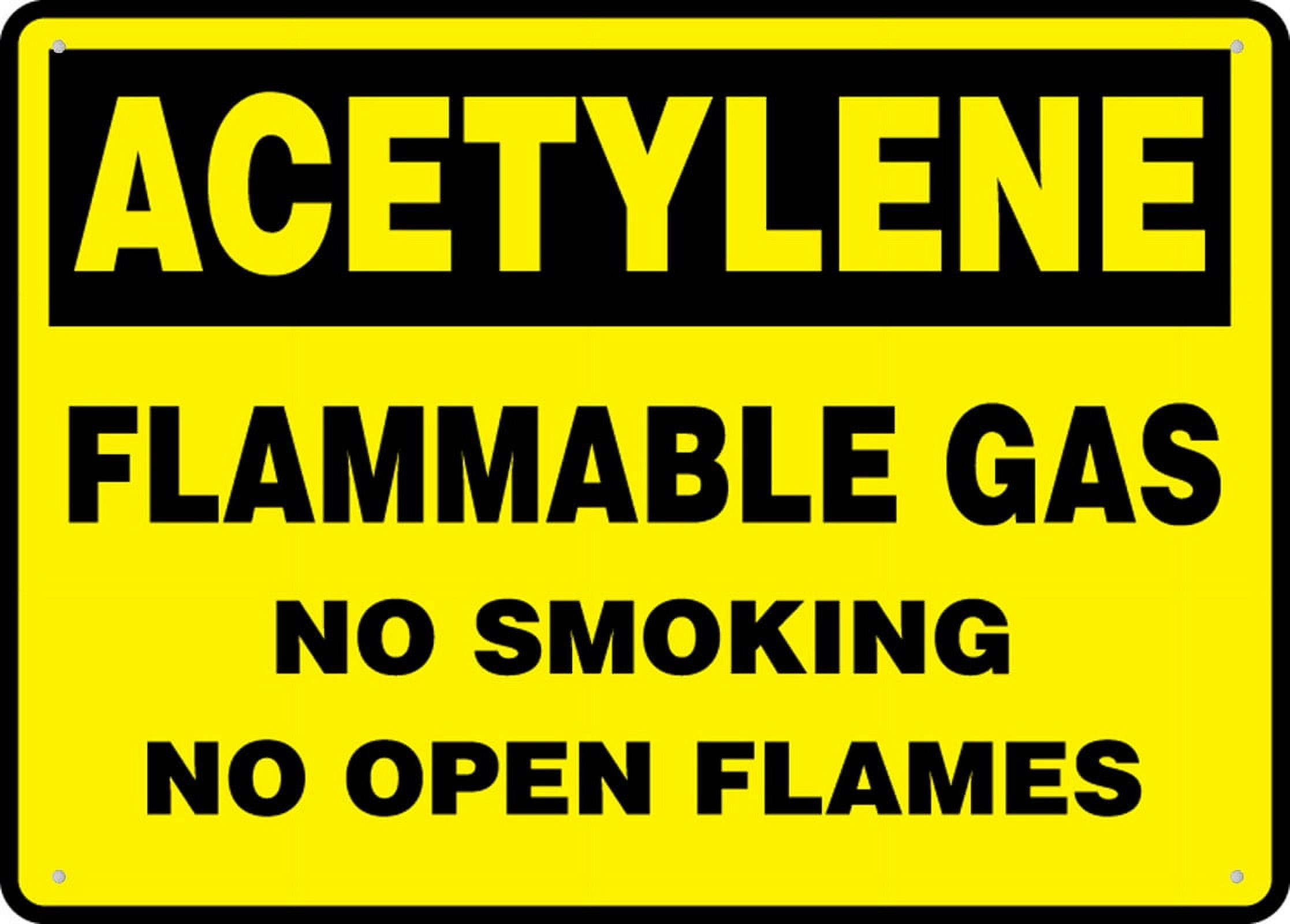 Acetylene Safety Sign Flammable Gas No Smoking No Open Flames Outdoor ...