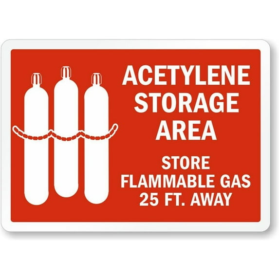 Acetylene Storage Area Store Weatherproof Metal Aluminum Sign Size: 16 ...