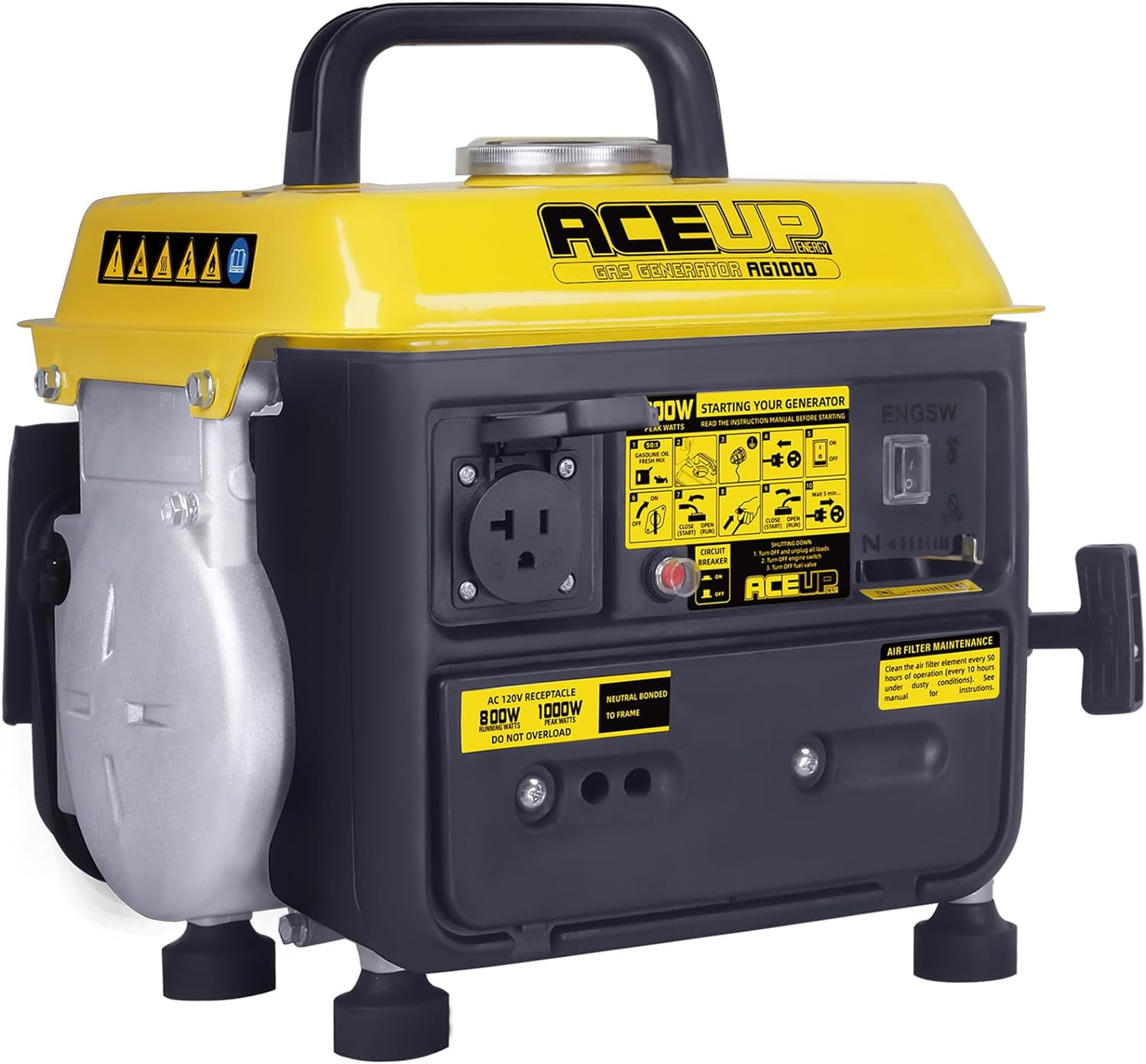 Aceup Energy Small 1000W Gas-Powered Generator, Portable Ultralight ...