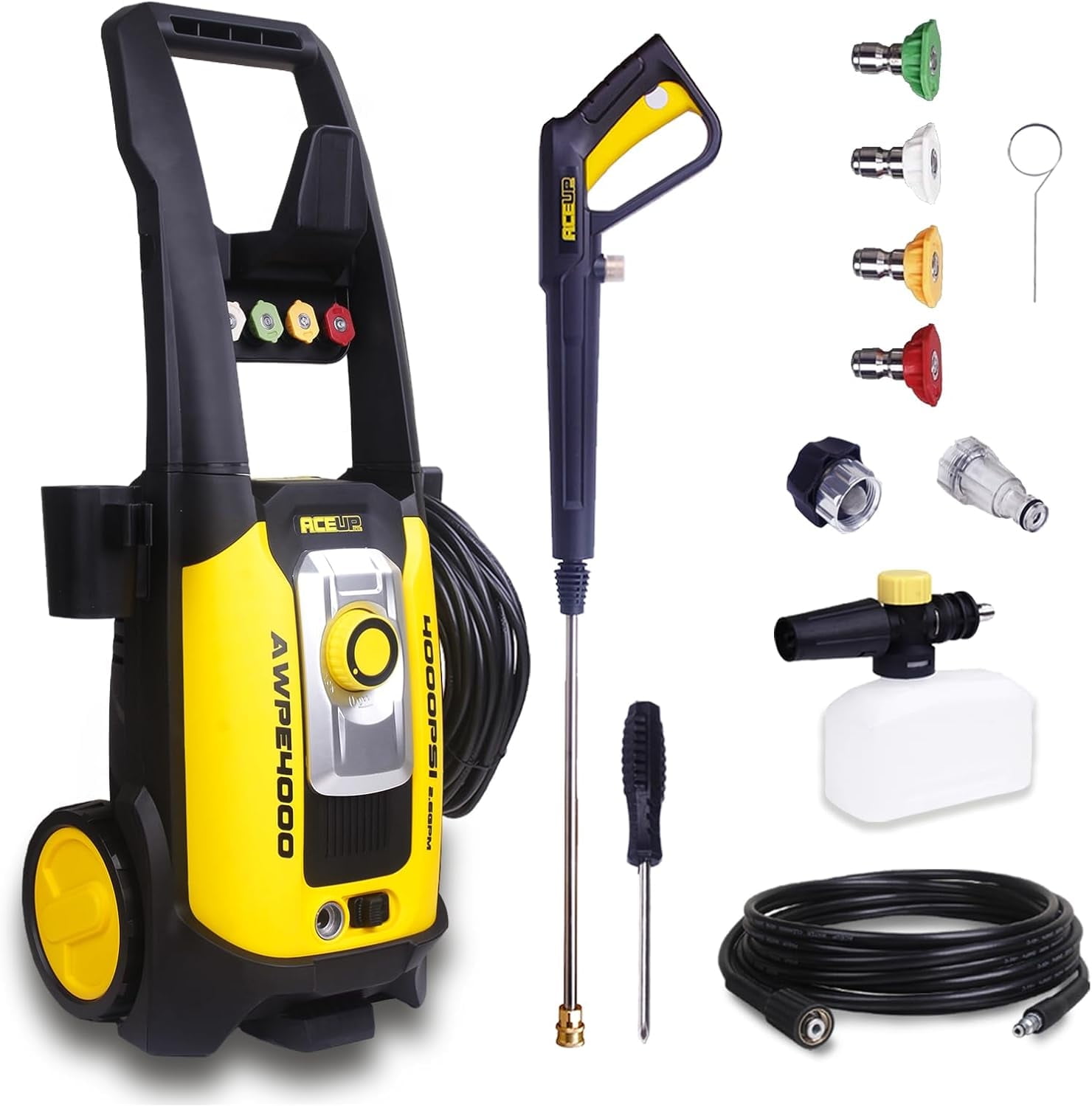 Aceup Energy 4000 PSI 2.6GPM Portable Electric Pressure Washer for Cars Fences Patios Driveways ...