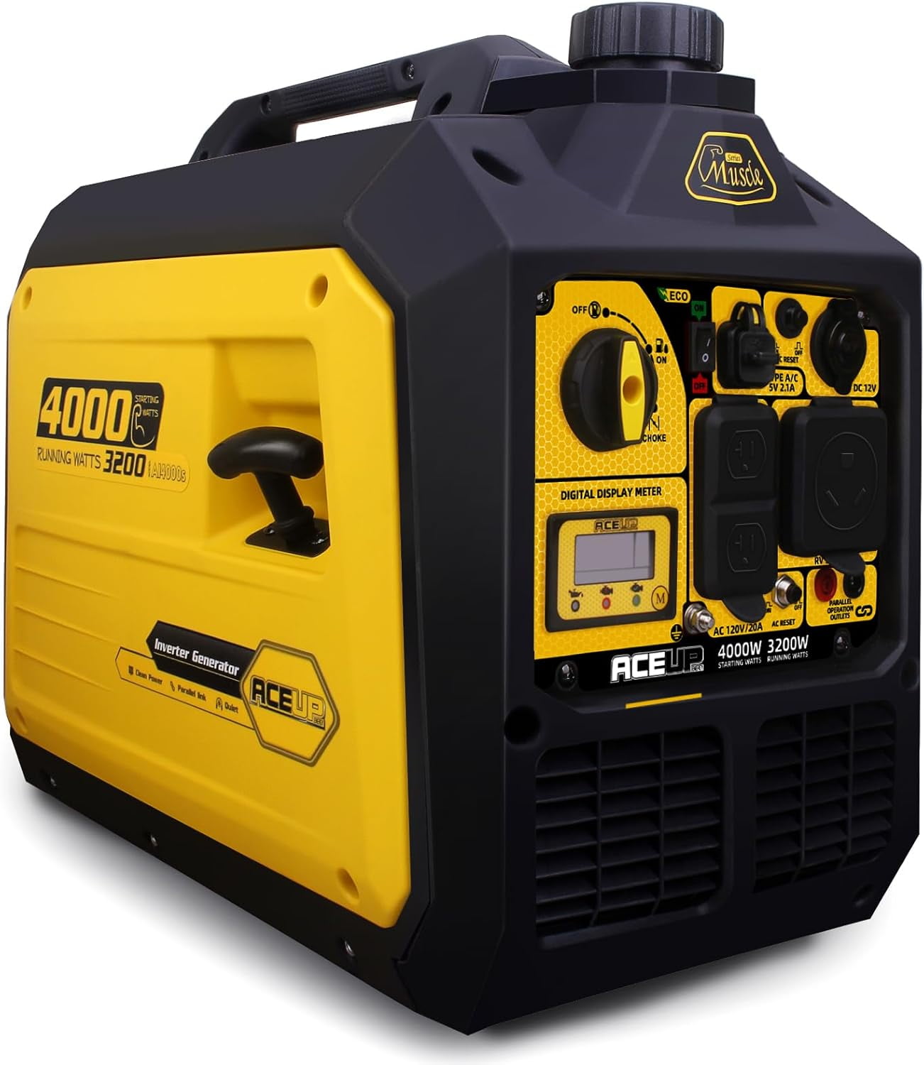 Aceup Energy 4000 Watt Portable Inverter Generator, Gas Powered ...