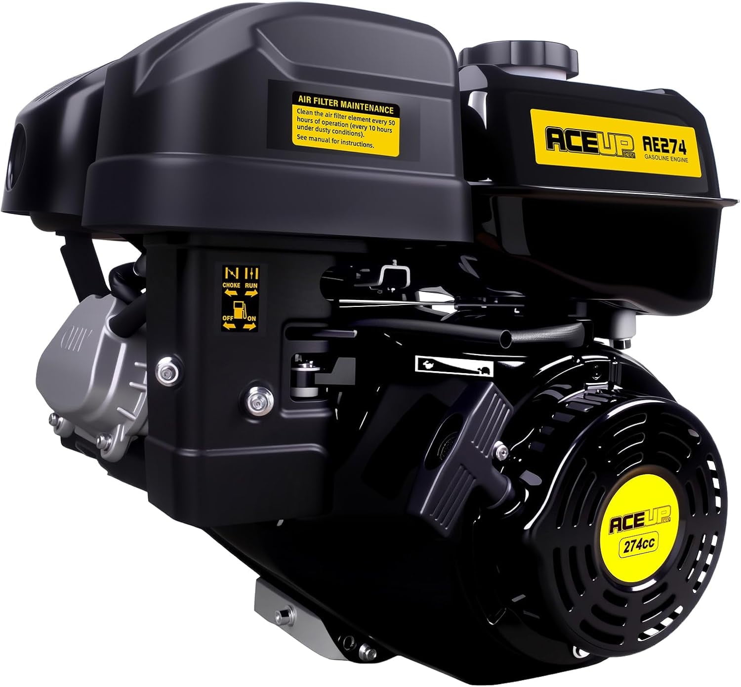 Aceup Energy 9HP 274cc Gas Engine Horizontal Shaft, 4 Stroke OHV Gas ...
