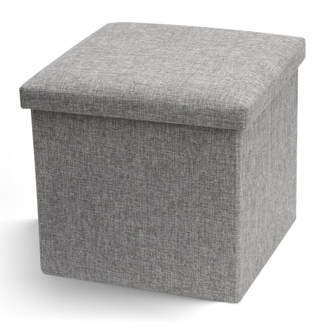 Aceur 15'' Foldable Storage Ottoman Cube, Footrest Stool with Cushioned ...
