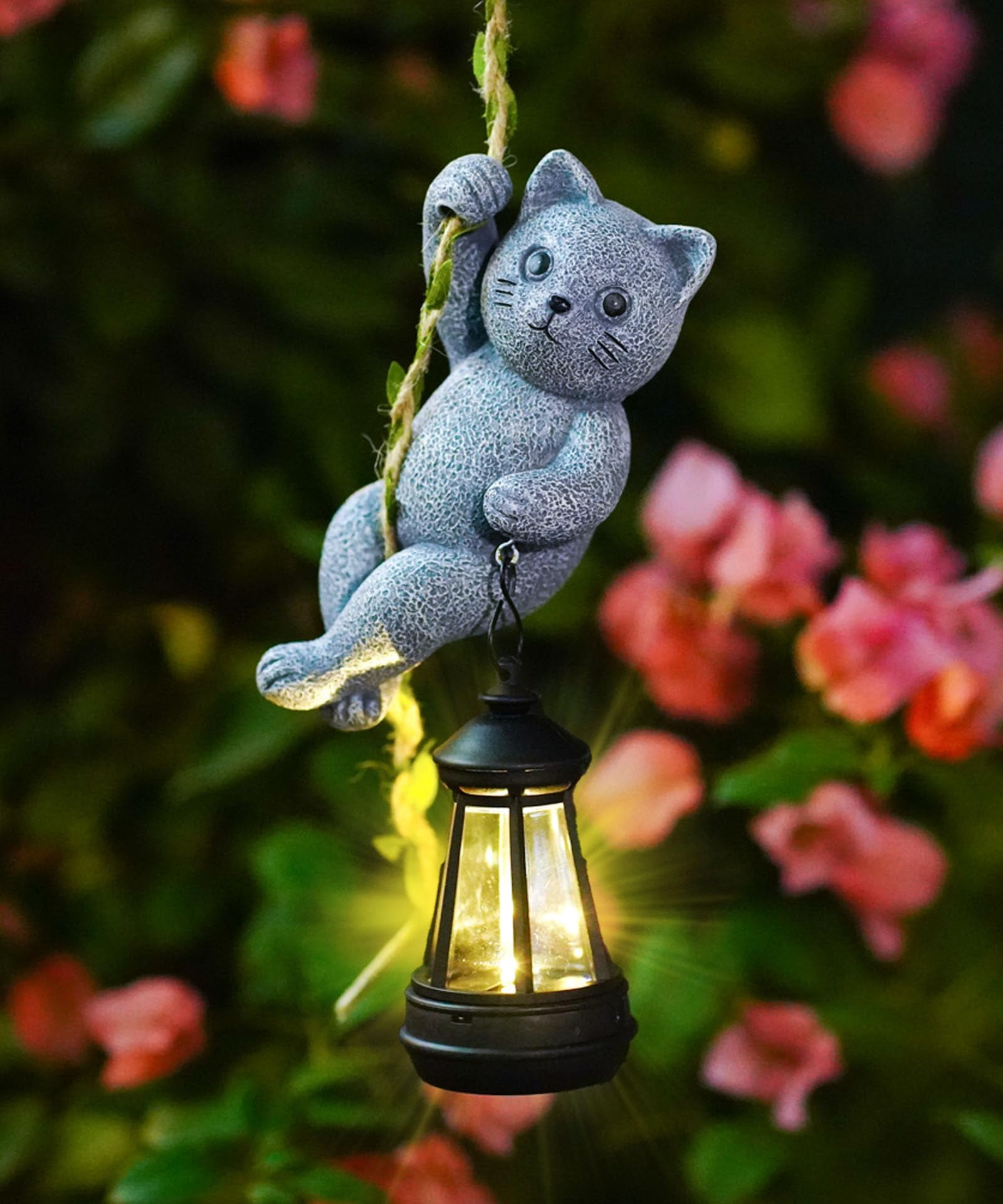 Acgarten Solar Climbing Cat SSF20 Garden Statues for Outdoor: Outside ...