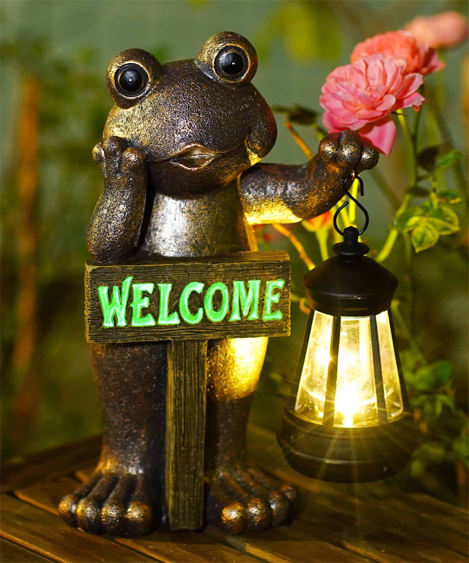 Acgarten Solar Frog Welcome RRF12 Statue for Outdoor Decor: Outside ...