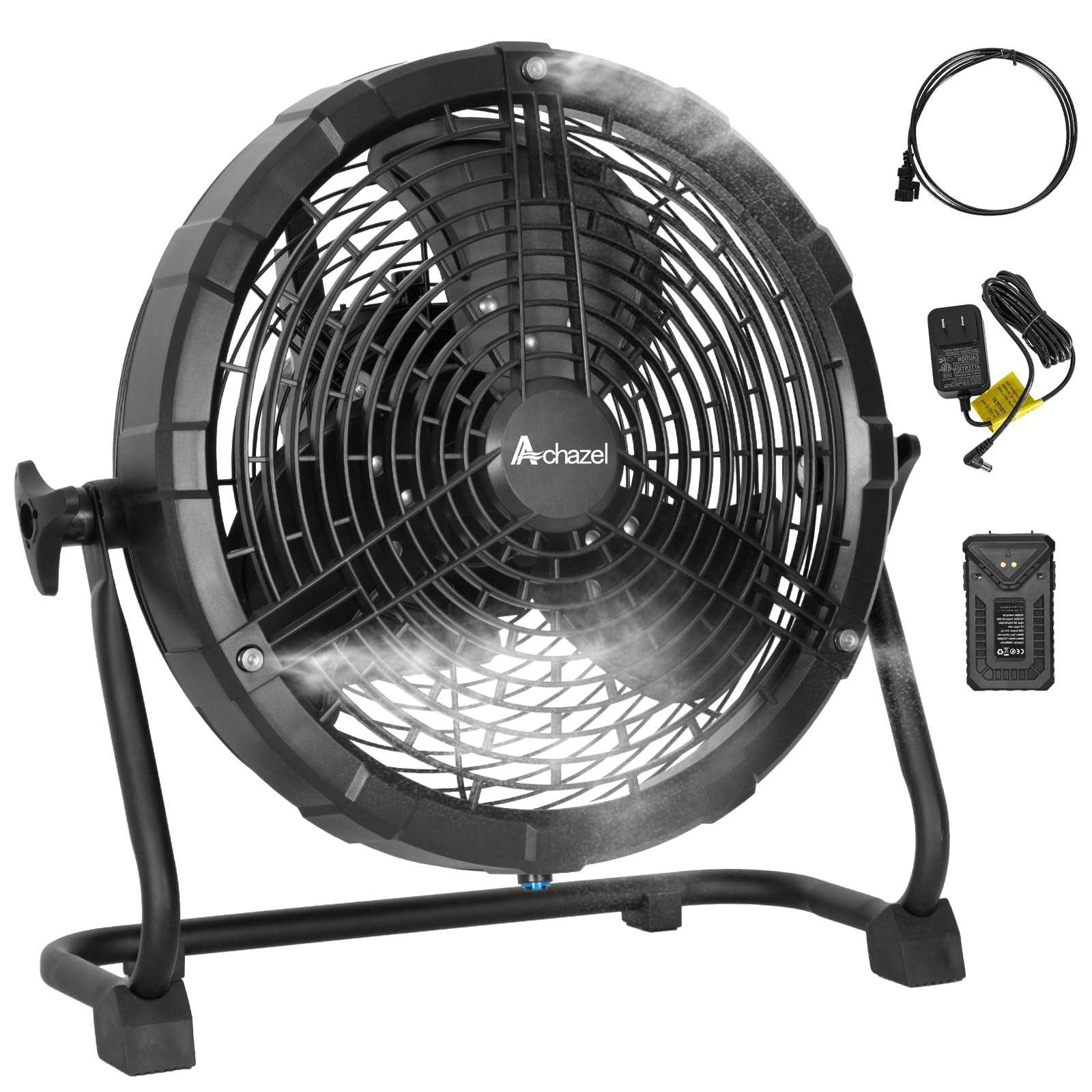 Achazel 12" Portable Misting Fan 1950 CFM Rechargeable Outdoor Floor ...