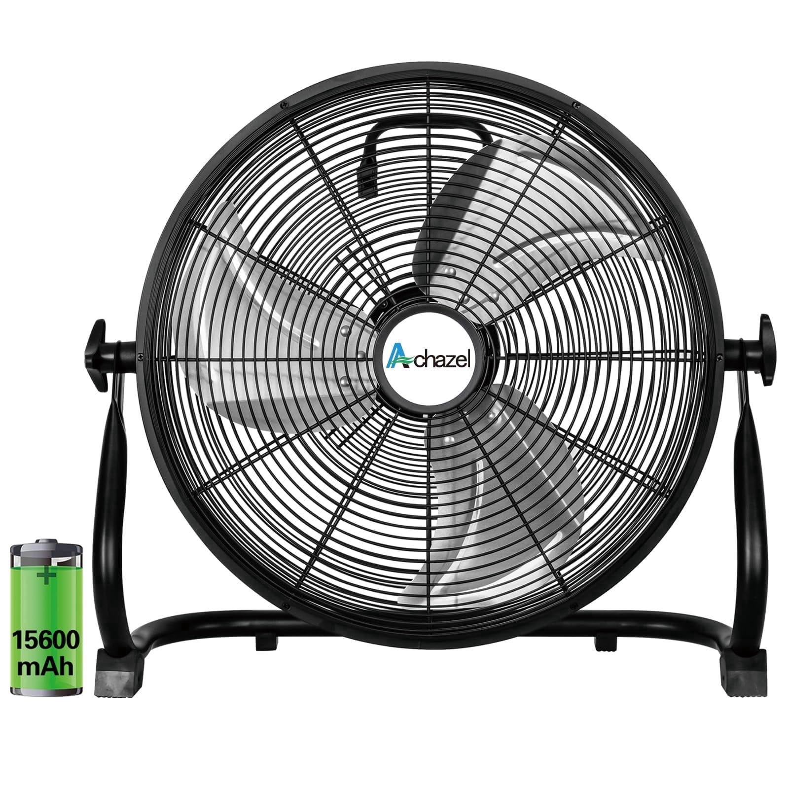 Achazel 16" Portable Floor Fan 1950 CFM Rechargeable Outdoor Metal ...