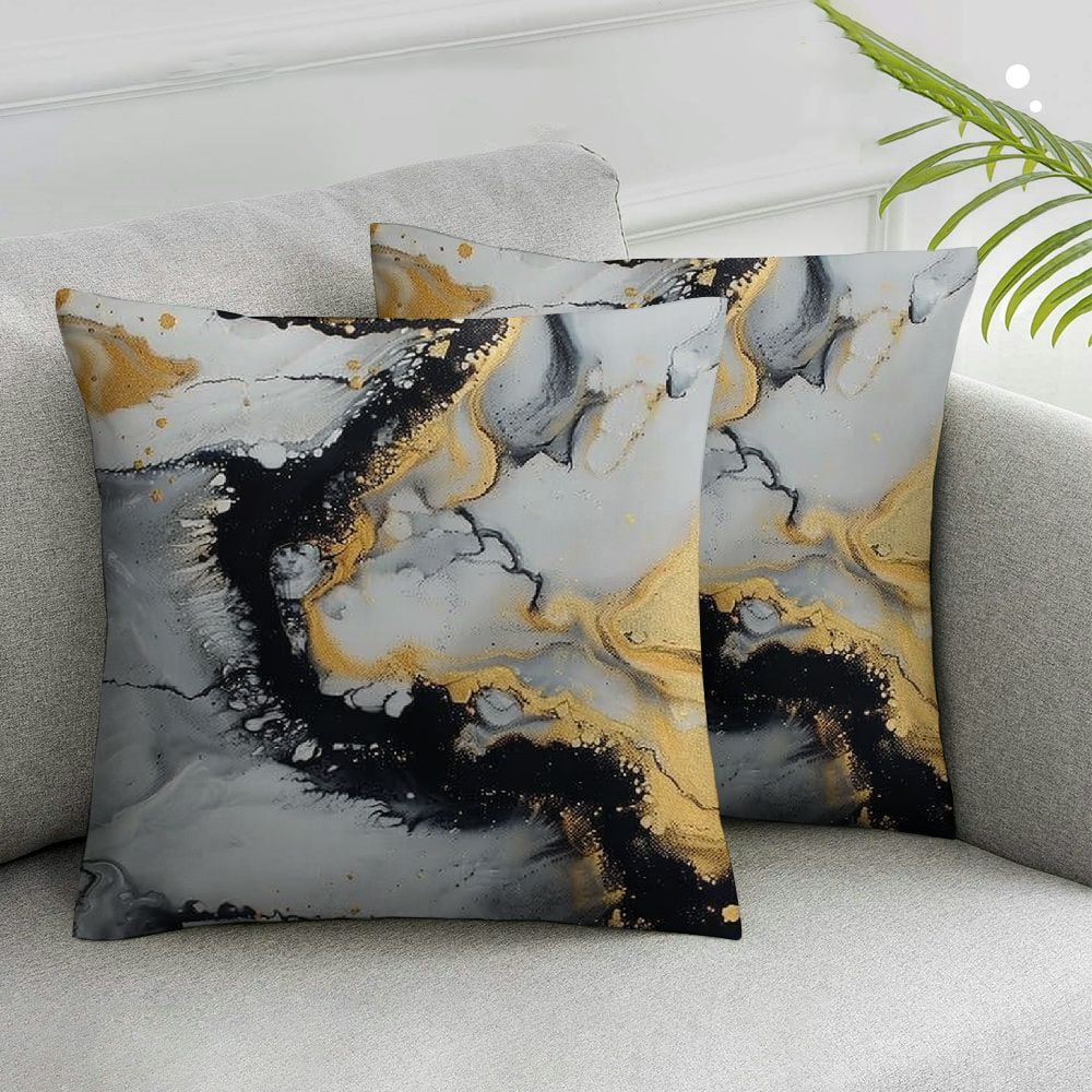 Acheng Abstract Black Gold Marble Texture Throw Pillow Cover,Luxury ...