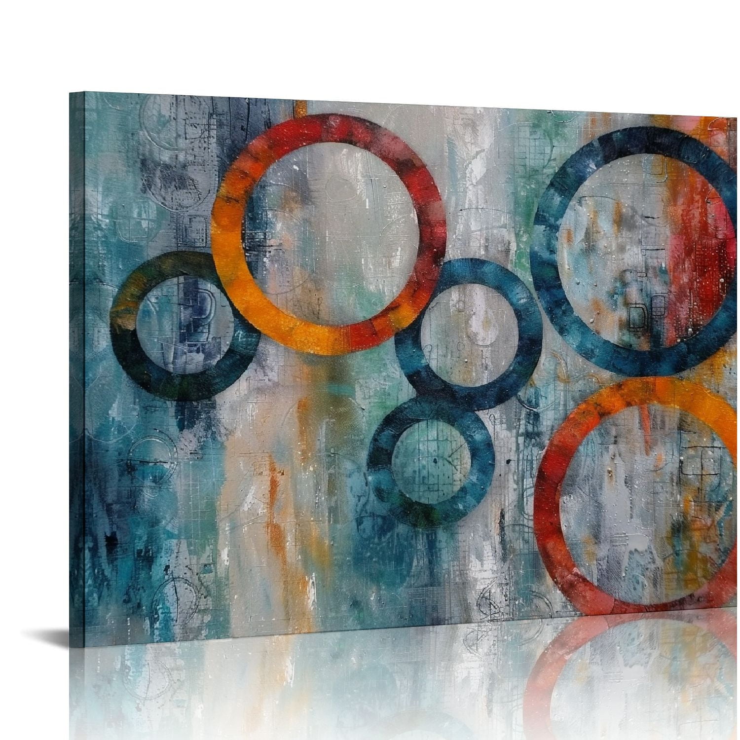 Acheng Abstract Wall Art Geometric Canvas Circle Block Painting Modern ...