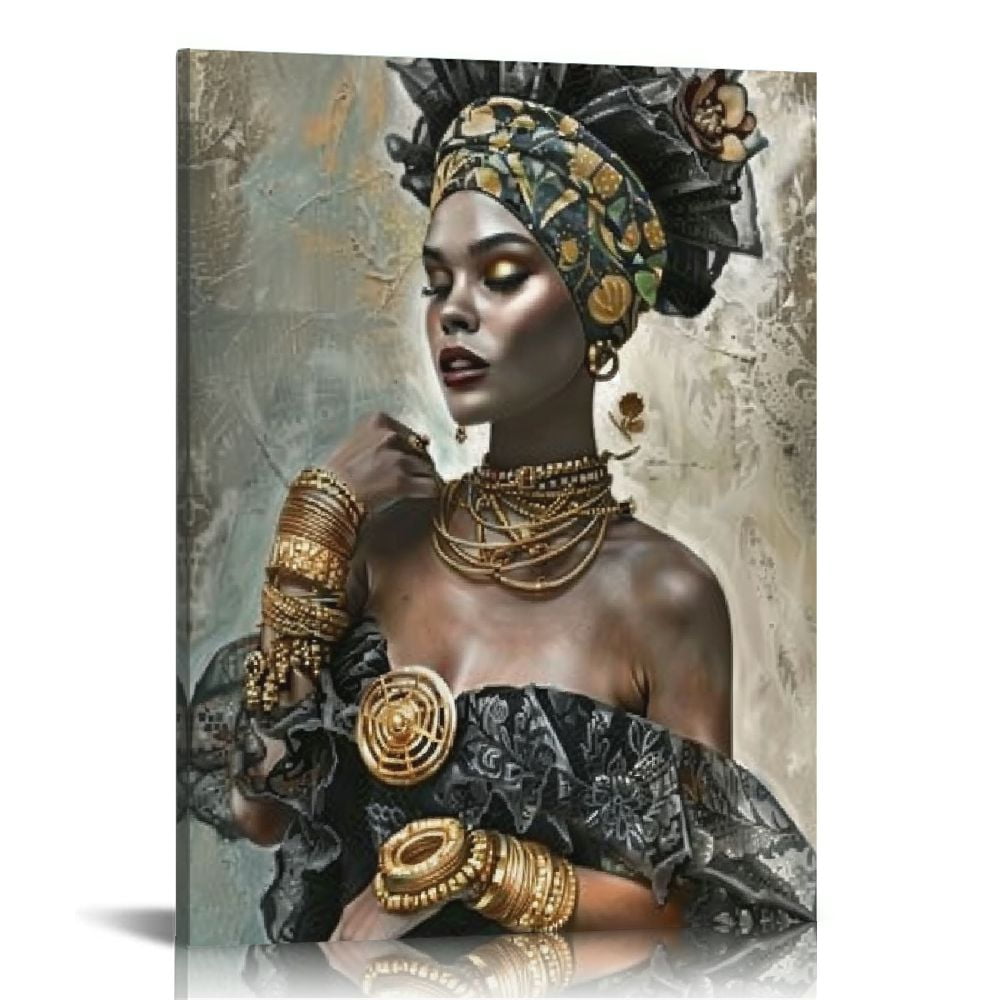 Acheng African American Wall Art- Elegant Black Woman Minimalist Wall Decor- Abstract Black Art ...