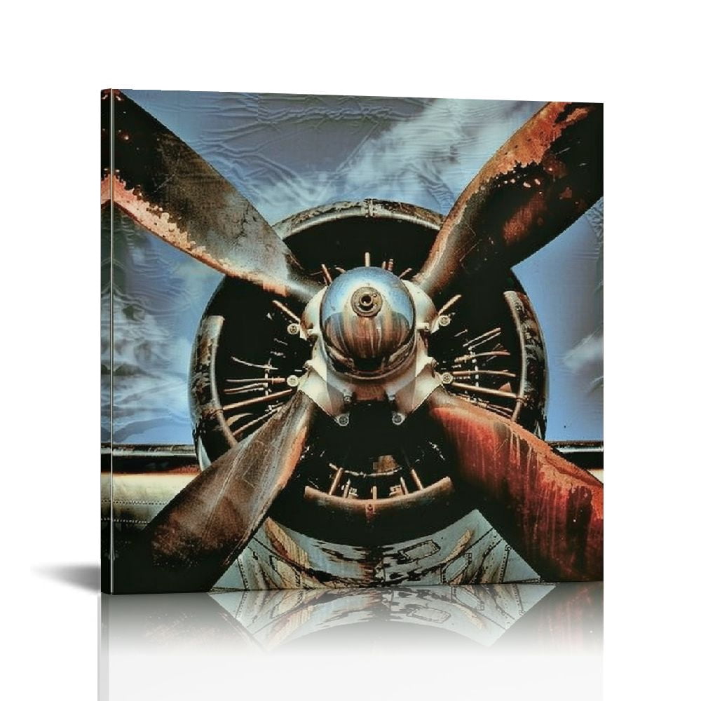 Acheng Airplane Propeller Canvas Wall Art: Plane Engine Artwork Vintage ...