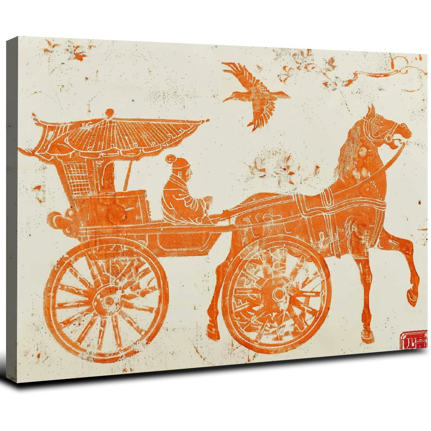 Acheng Asian Wall Art Prints Chinese Wall Decor, Horse-drawn carts ...