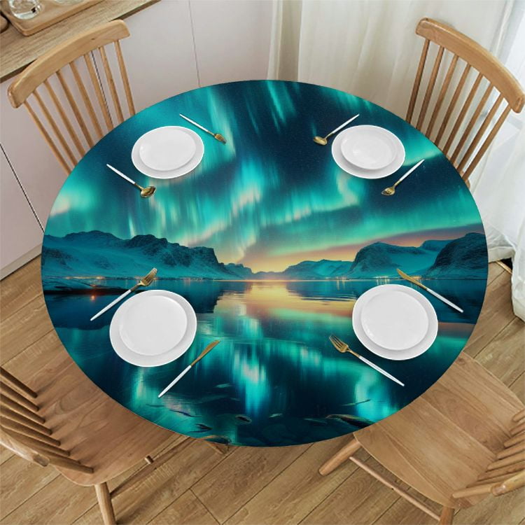 Acheng Aurora Borealis Water Reflection Round Tablecloth 100% Polyester ...
