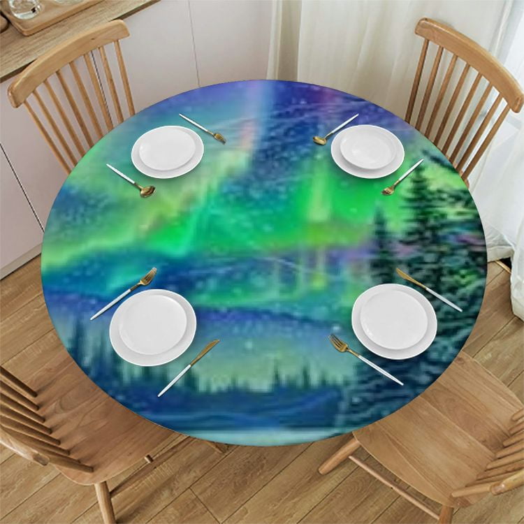 Acheng Aurora Lights Round Tablecloth 100% Polyester Fiber Waterproof ...
