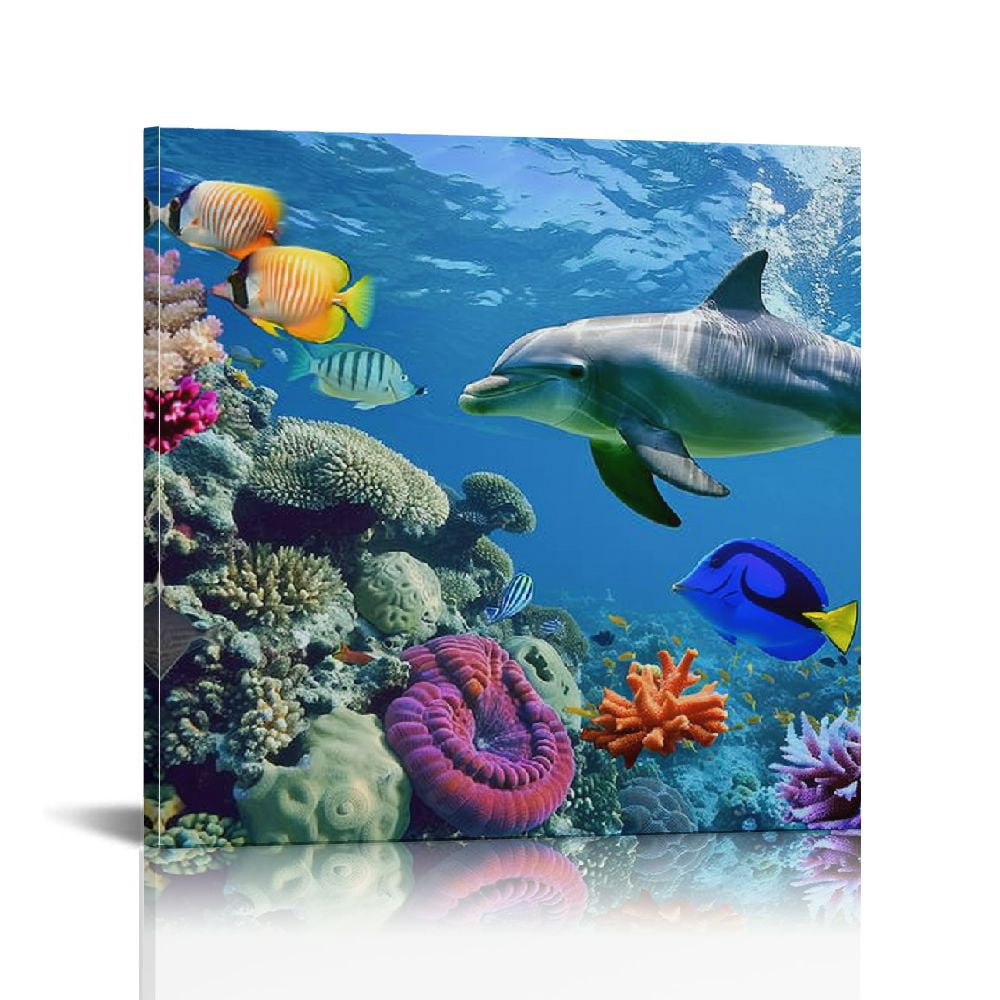 Acheng Bathroom Canvas Wall Art Sea Turtle Wall Decor for Living Room ...