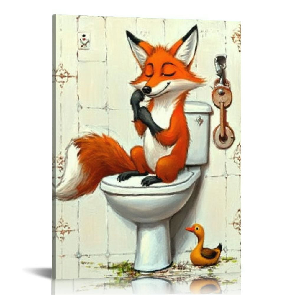 Acheng Bathroom Wall Art Animal Prints Toilet Decor Set of 2 Canvas ...