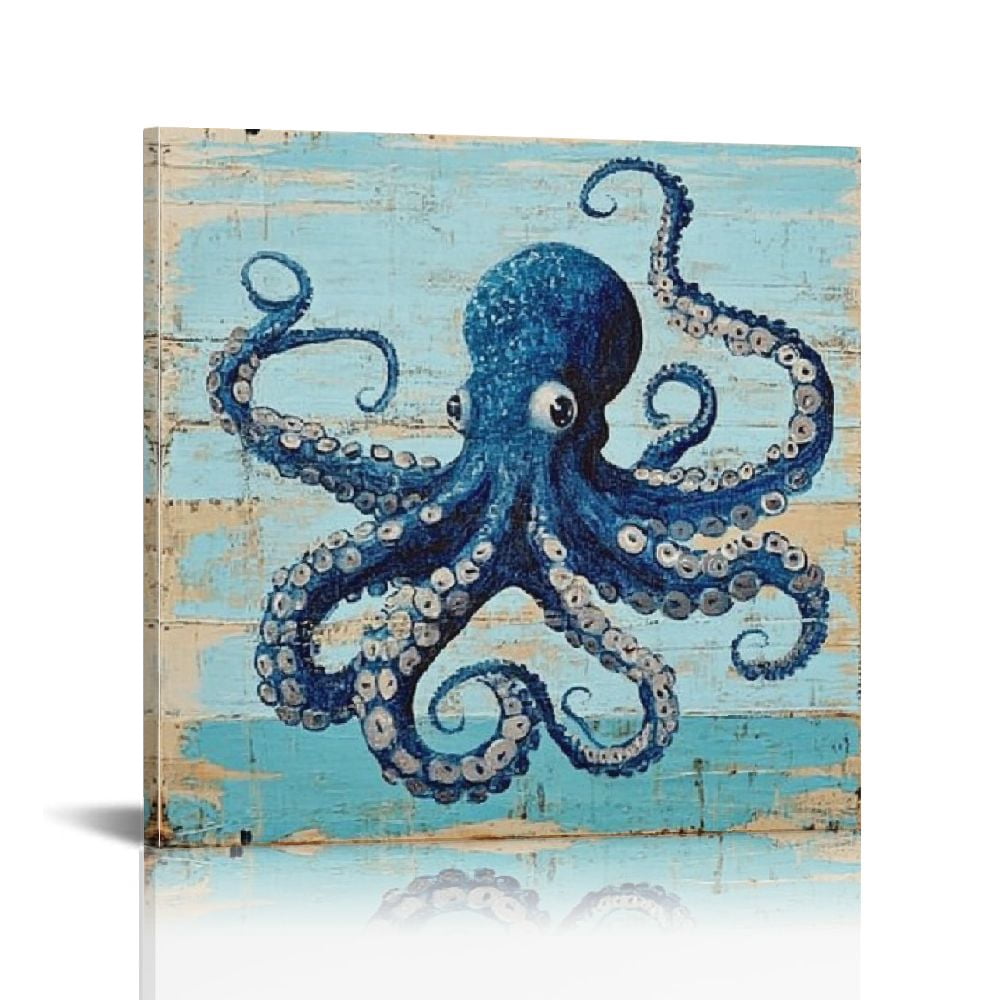Acheng Beach Themed Room Decor Navy Blue Wall Art Sea Turtle Jellyfish ...