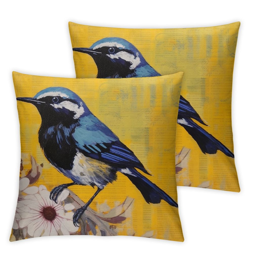 Acheng Birds Decorative Pillow Covers Bluebird Stand in Newspaper and ...