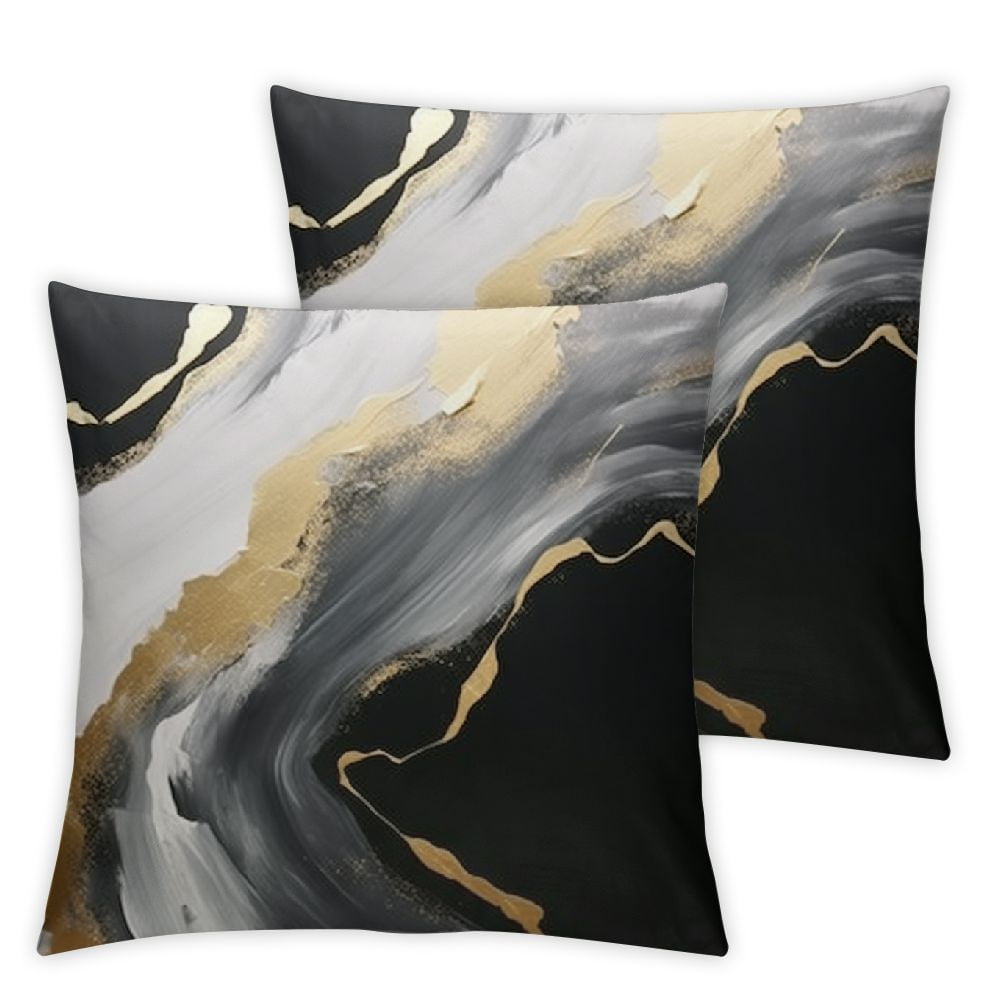 Acheng Black Gold Grey Marble Throw Pillow Covers Marble Texture Modern ...