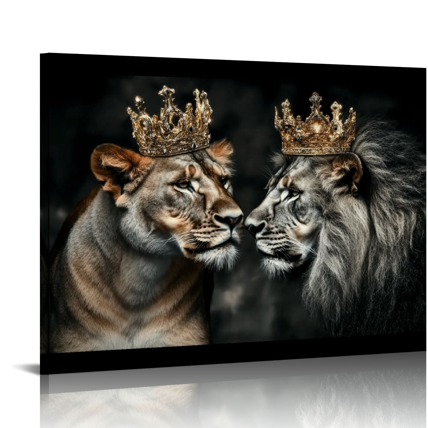 Acheng Black and White Lion Pictures Wall Decor King and Queen Lion ...