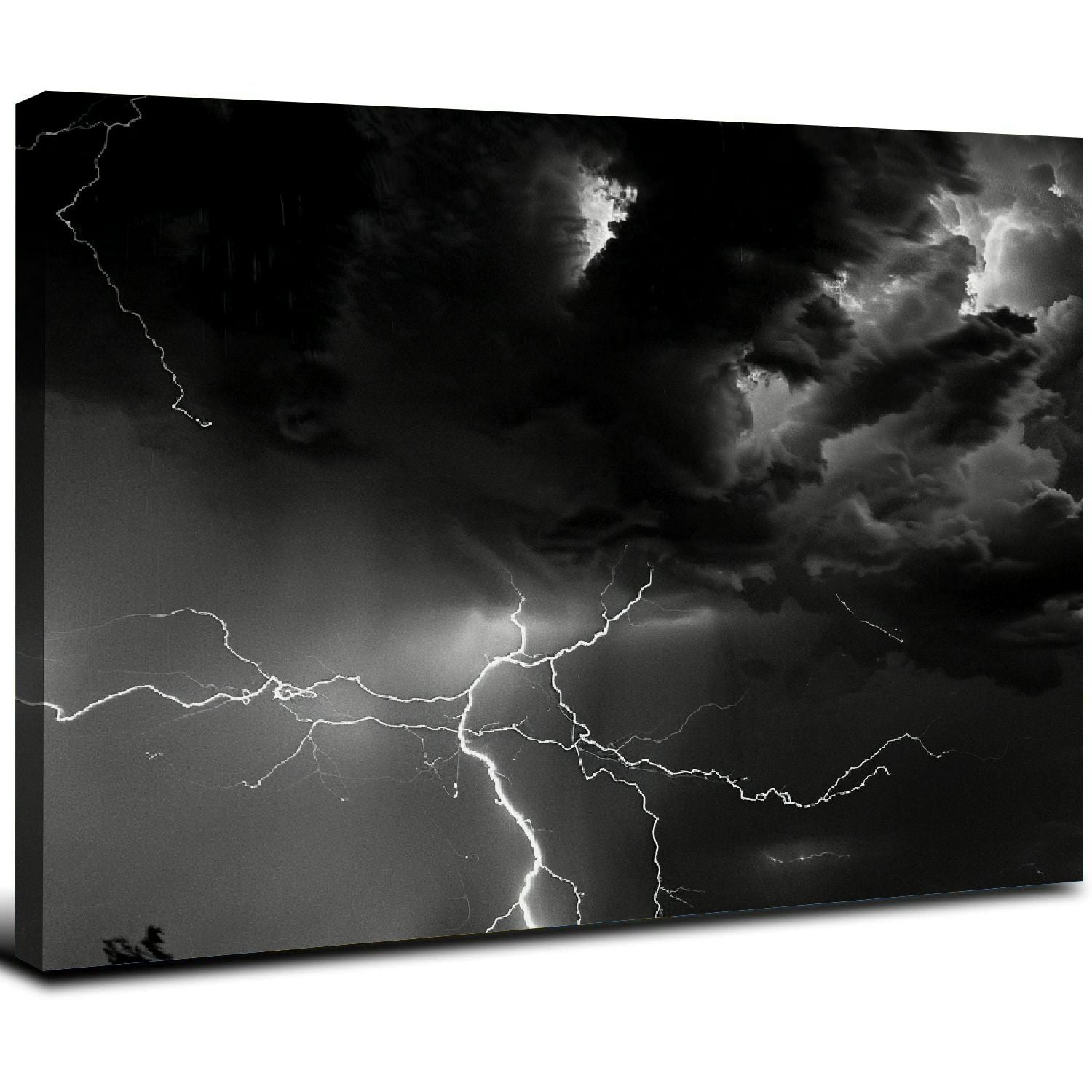 Acheng - Black and White Wall Art Nature Lightning Strikes in The ...
