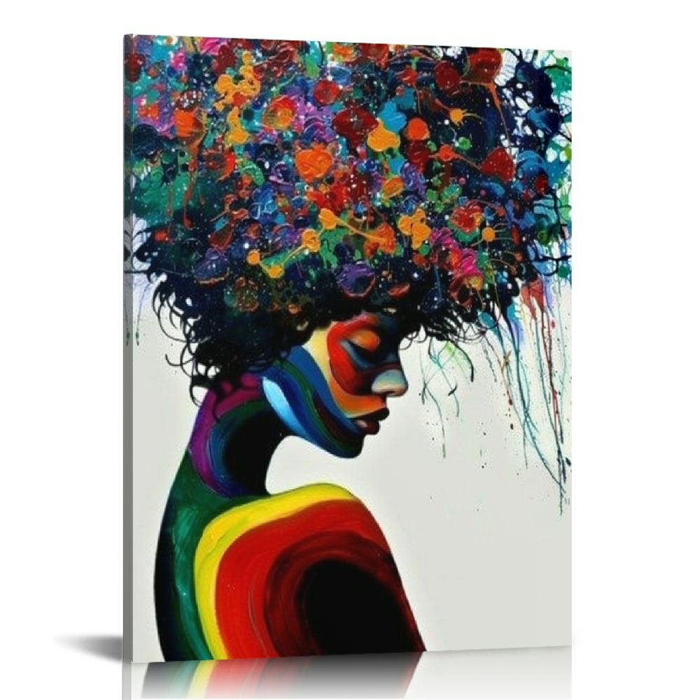 Acheng Black Woman Wall Art African American Canvas Art Poster, Fashion ...