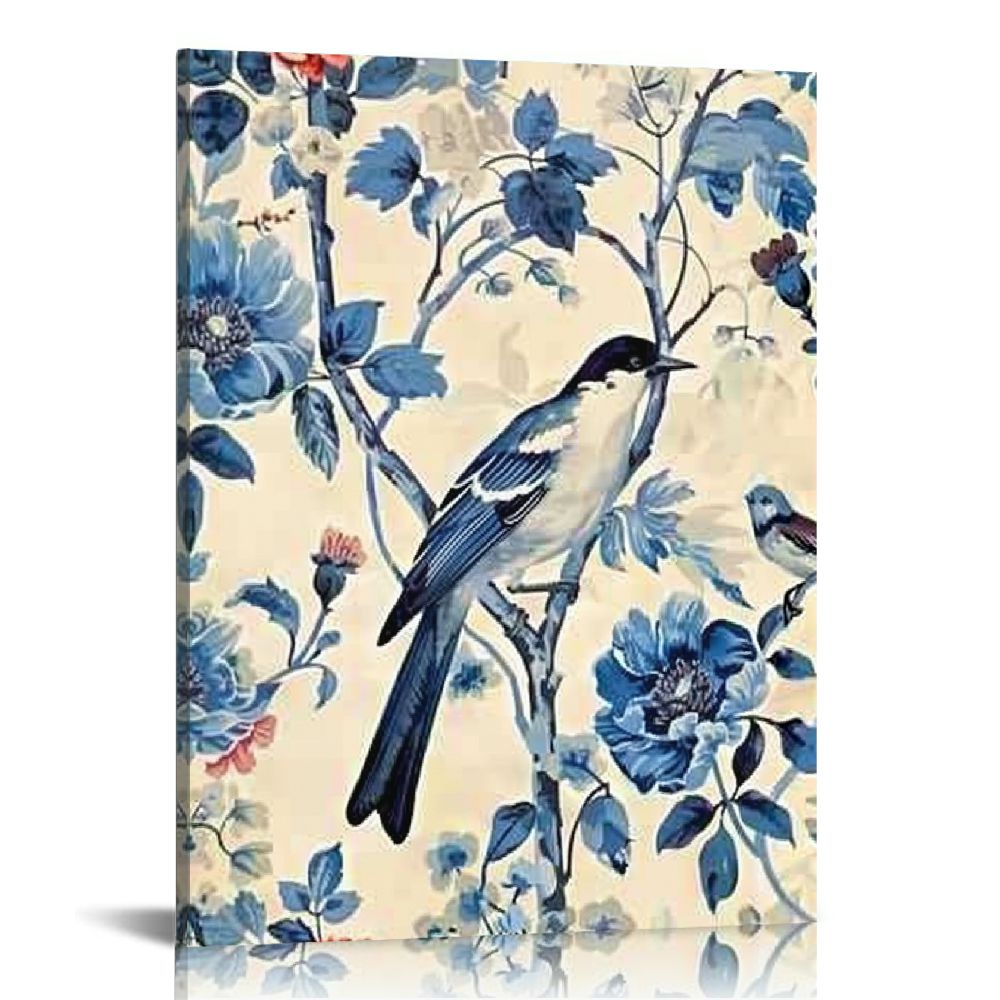 Acheng Blue Bird Canvas Wall Art Poster Modern Art Blue Bird Decor Blue ...