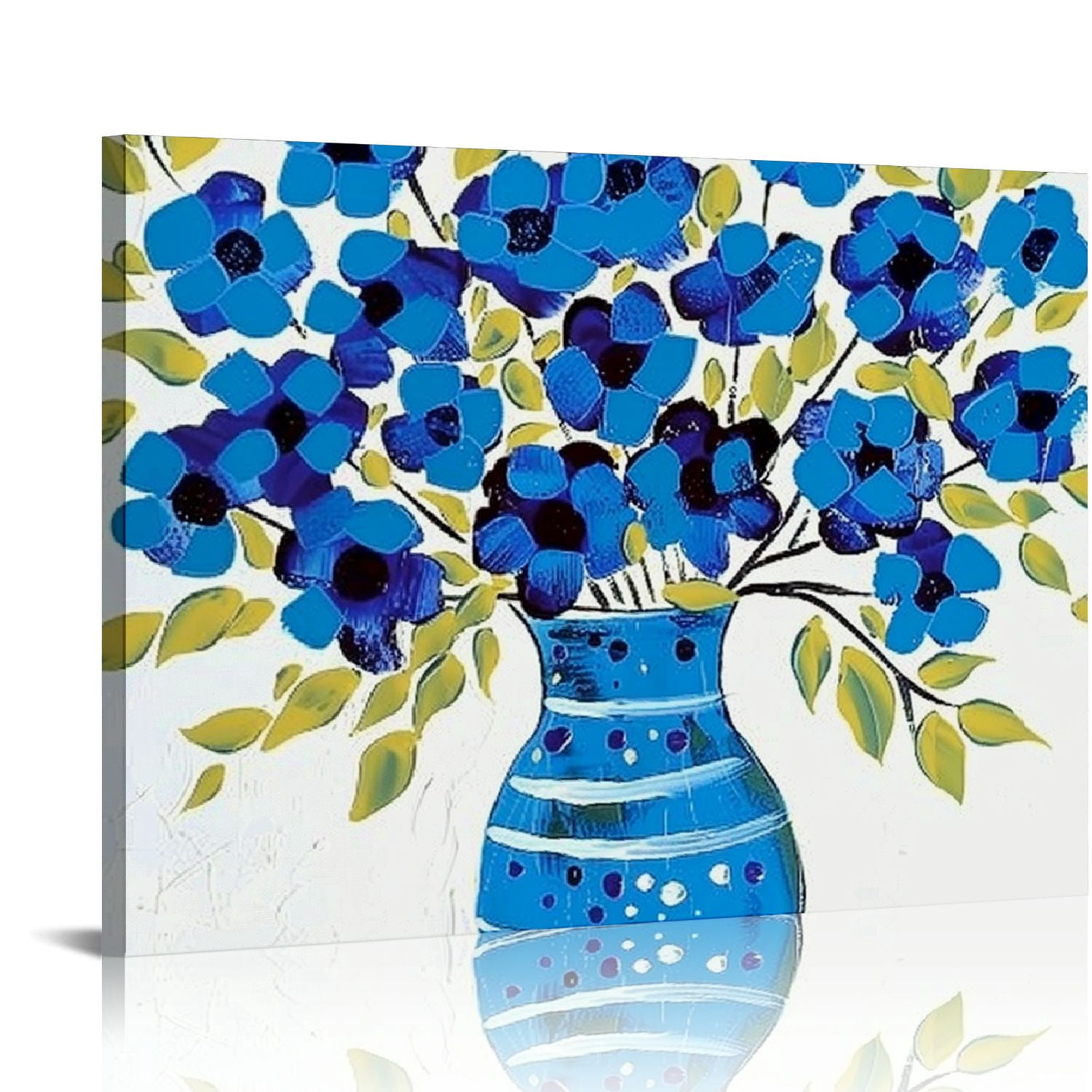 Acheng Blue Flower In Vase Painted Modern Floral Canvas Wall Art - Abstract Landscape Pictures ...