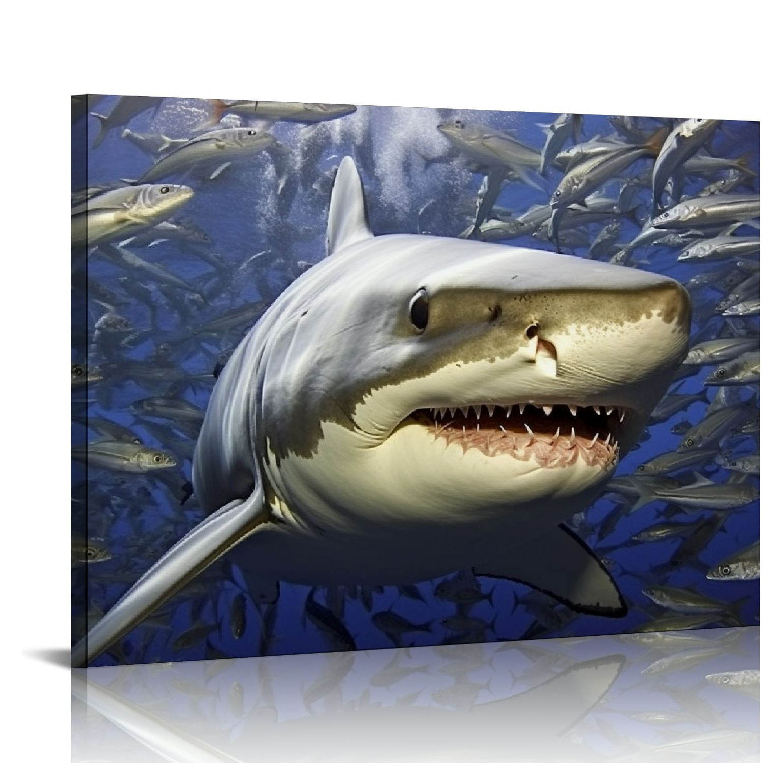 Acheng Blue Ocean Wall Art Great White Shark Catching Fish Pictures ...