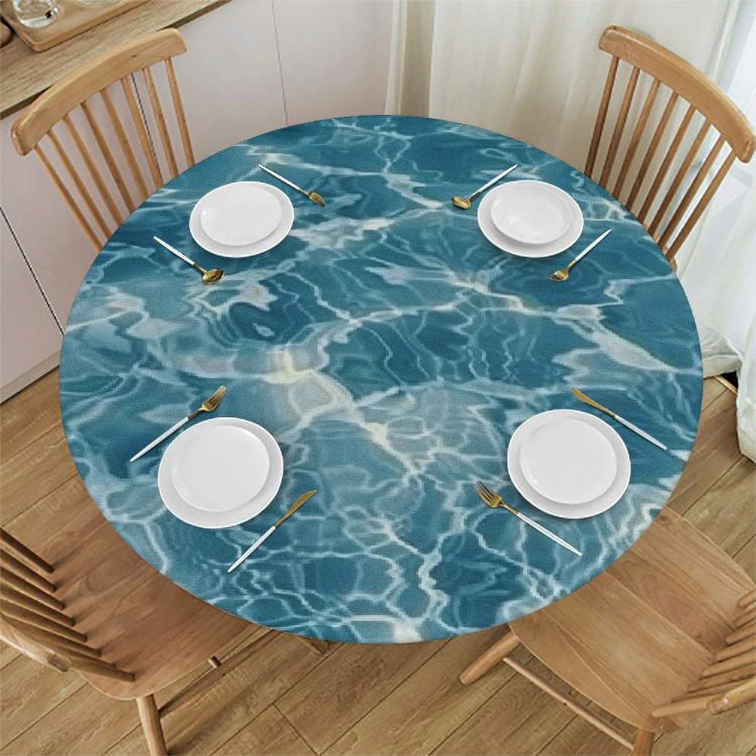 Acheng Blue Sea Table Cloth Underwater World Clear Sparkling Water Broad Nature Vision Round ...