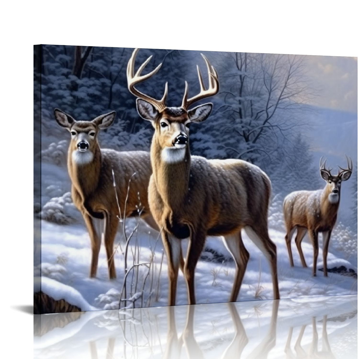 Acheng Blue Vintage Animal Deer Pictures Home Decor Winter Wolf ...