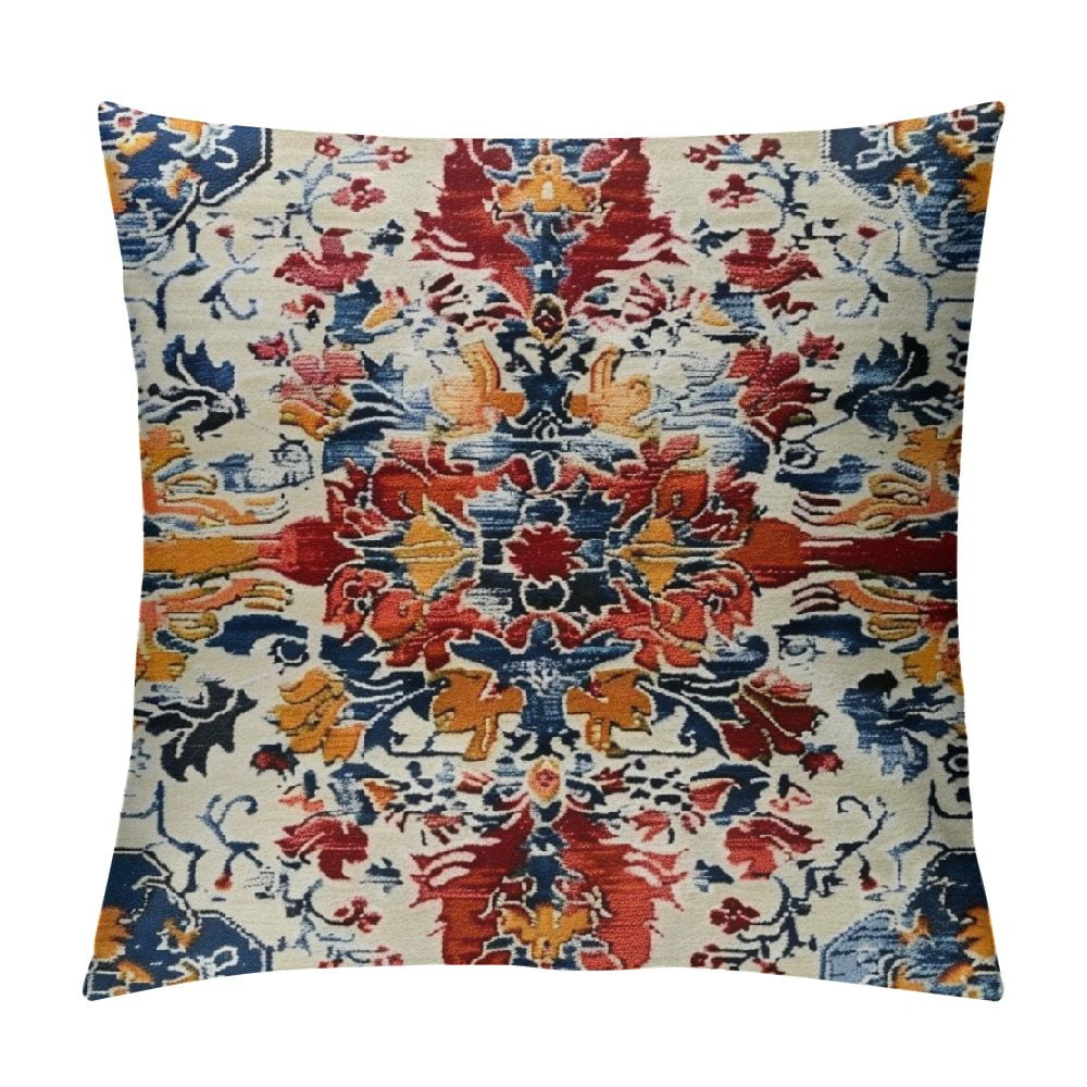 Acheng Boho Pillow Covers Blue Orange Throw Pillows Vintage Ethnic ...