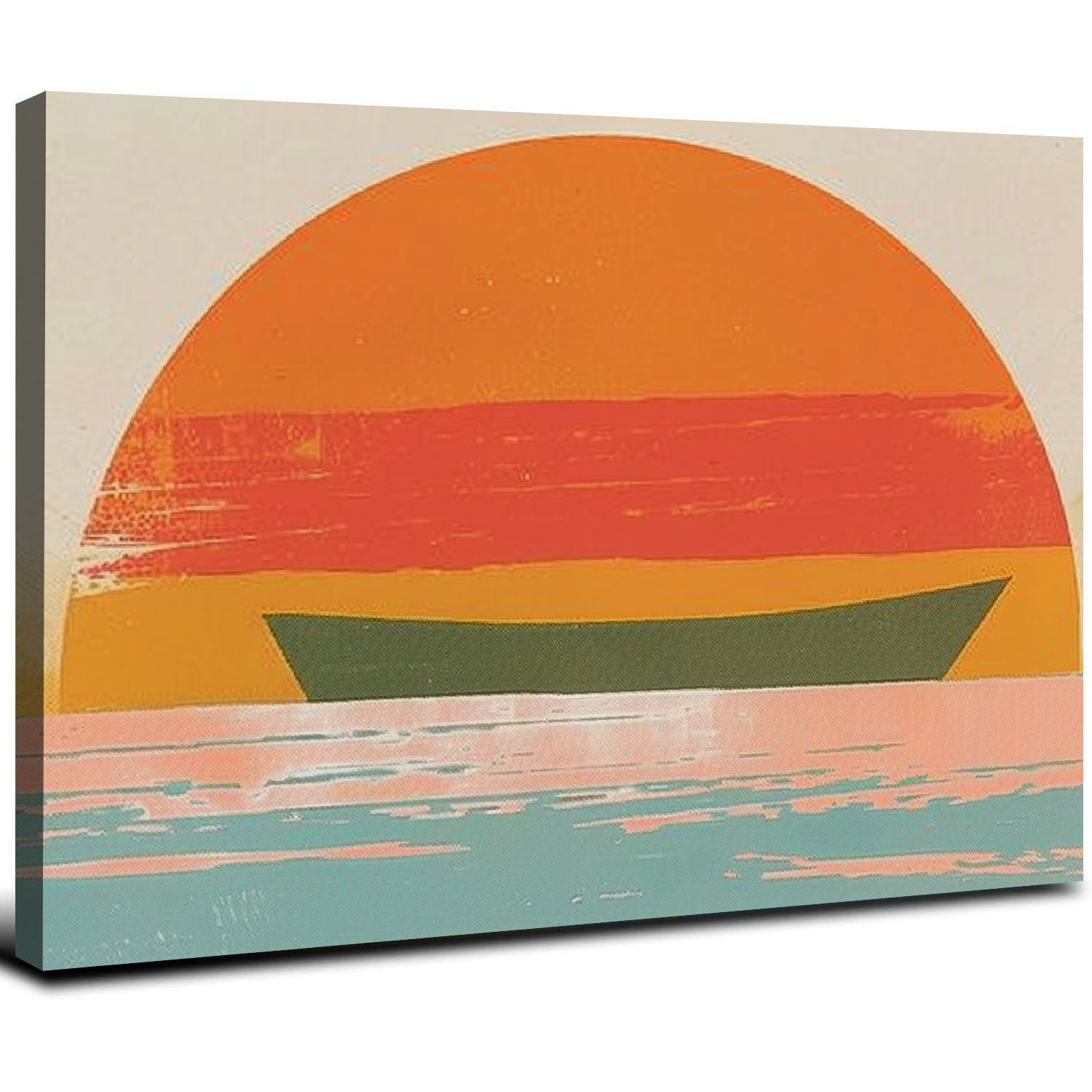 Acheng Boho Sun Wall Art, Framed Canvas Wall Art Rainbow Sun Rising on ...