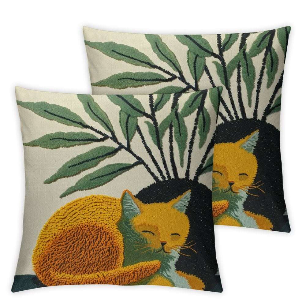 Acheng Boho Textured Throw Pillow Covers Cute Absract Cat Tufted Pillow ...