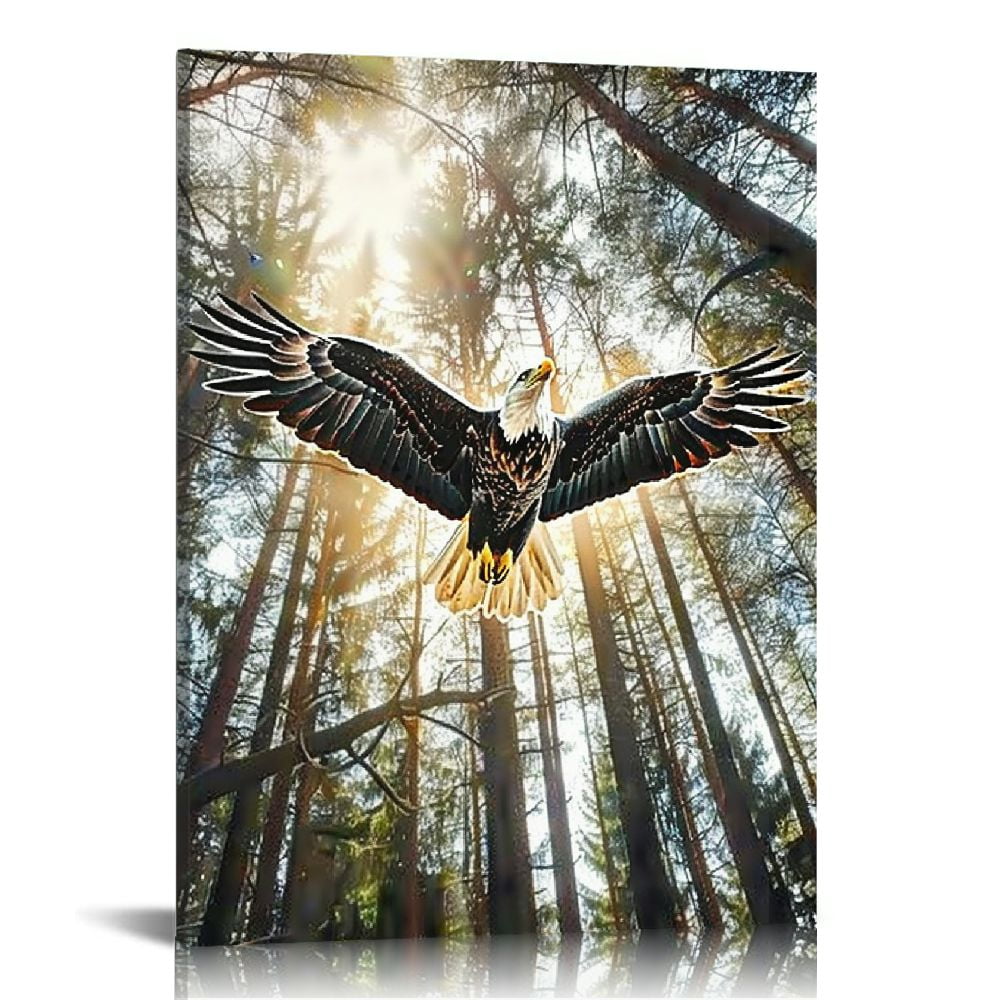 Acheng Canvas Print Wall Art Eagle Flying In The Forest Art Paintings ...