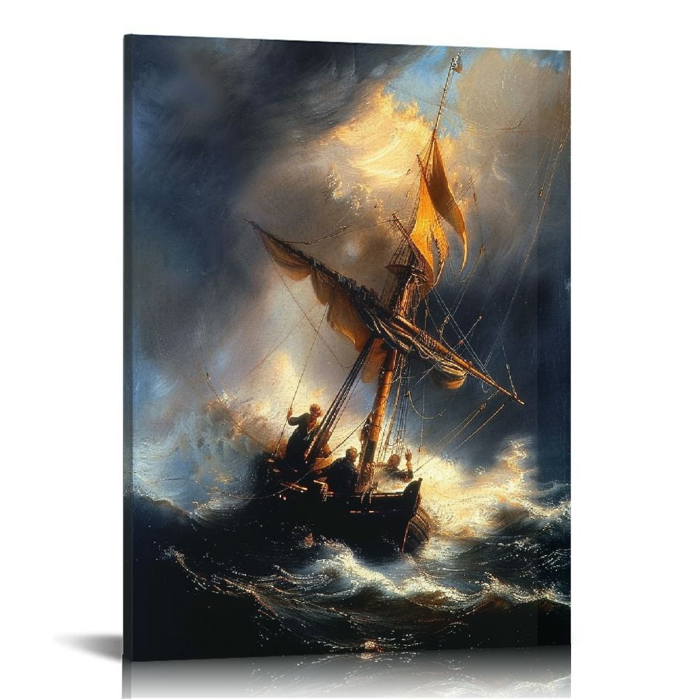 Acheng Canvas Wall Art - Christ In The Storm on The Sea of Galilee ...