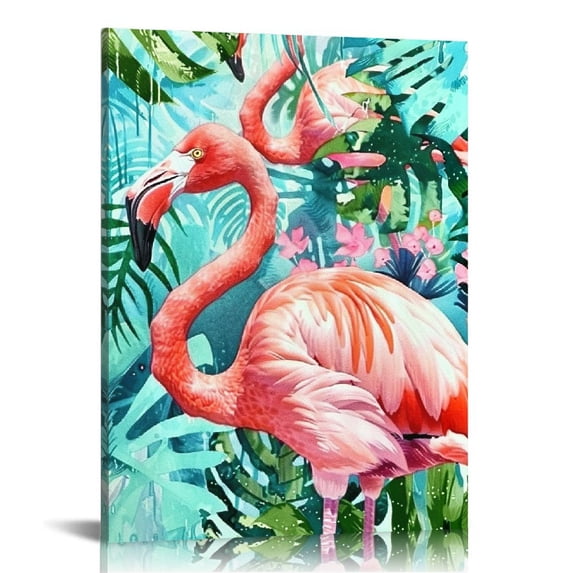 Acheng Canvas Wall Art Flamingo Wall Art Decor for Bedroom Animal ...