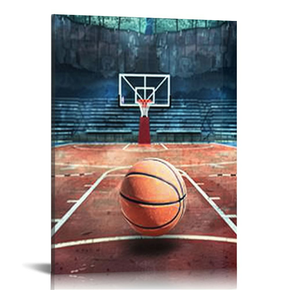 Acheng Canvas Wall Art Print Basketball Poster-Basketball on The Shadowy Court Sports Decor Art ...