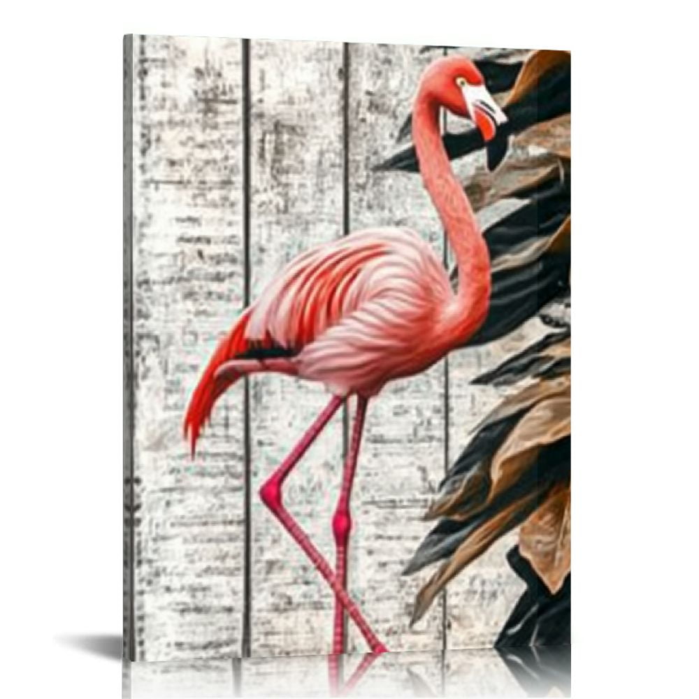 Acheng Canvas Wall Art Tropical Pineapple Pink Flamingo Botanical ...