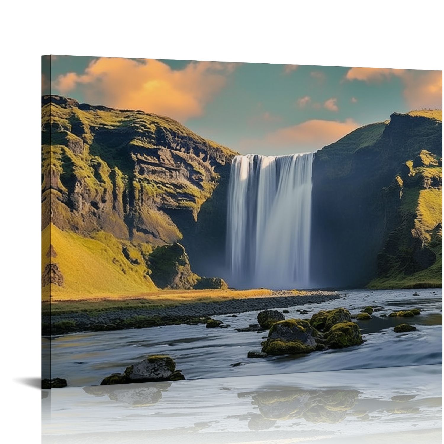 Acheng Canvas Wall Art Waterfall Pictures Wall Decor Iceland Nature ...
