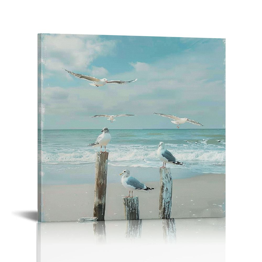 Acheng Coastal Seagull Poster Decor- Seabird Canvas Beach wall art ...