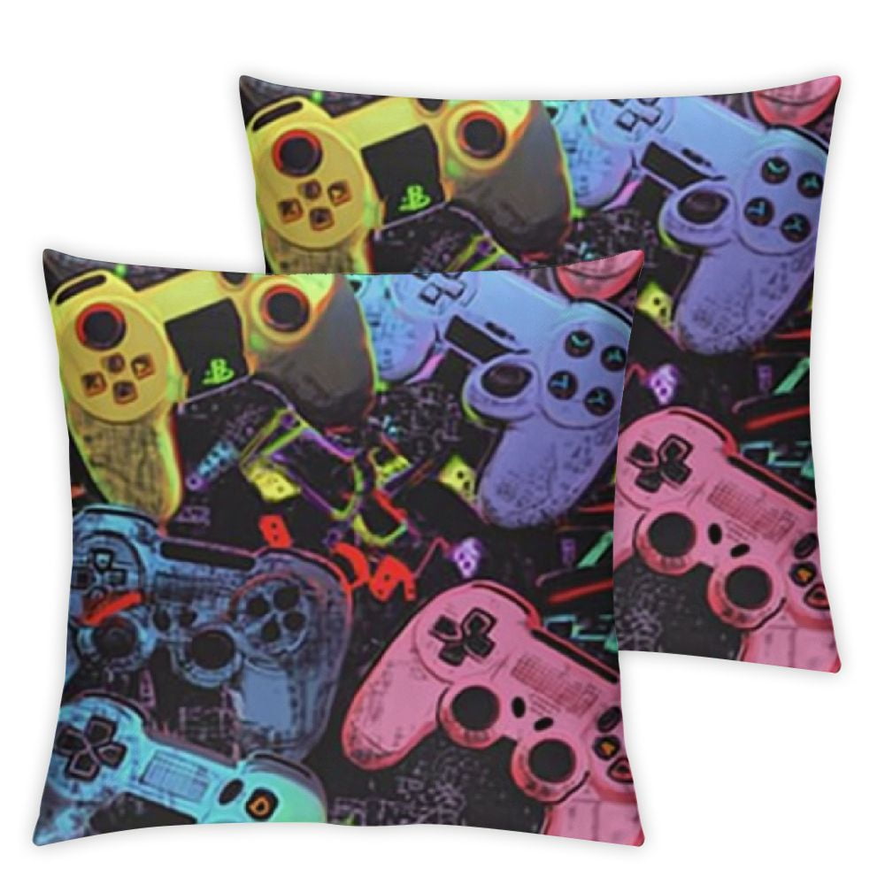 Acheng Colorful Silhouettes Gamer Joysticks Throw Pillow Covers Set of ...