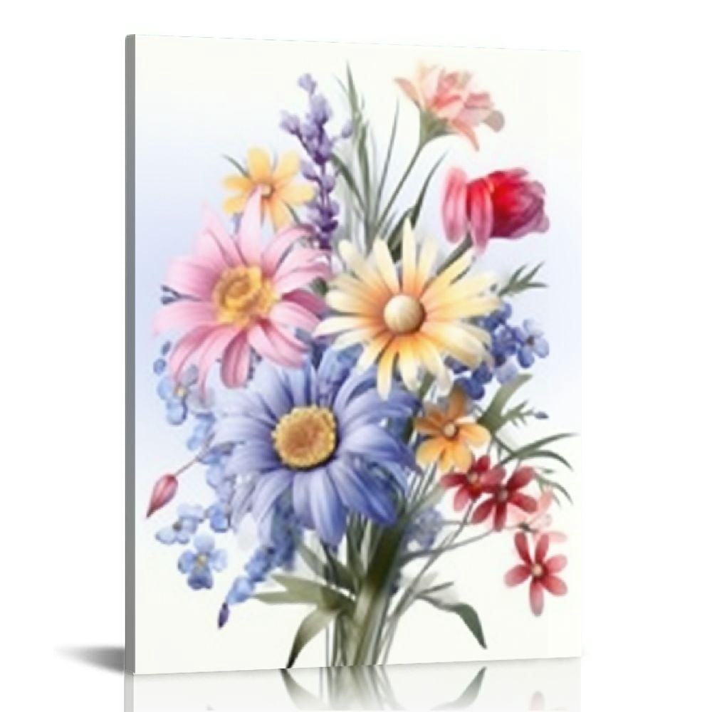 Acheng Colorful Wildflower Art Prints,Framed Flowers Canvas Wall Art ...
