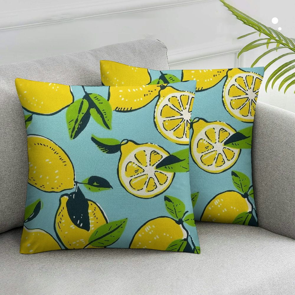 Acheng Colorful Yellow Lemon Hand Drawn Illustration Fruit Pillow ...