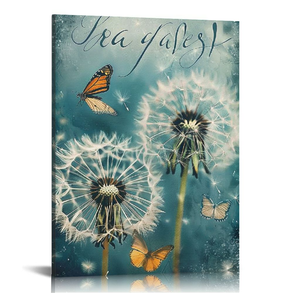 Acheng Dandelion Wall Art Farmhouse White Dandelion Wall Decor Rustic ...