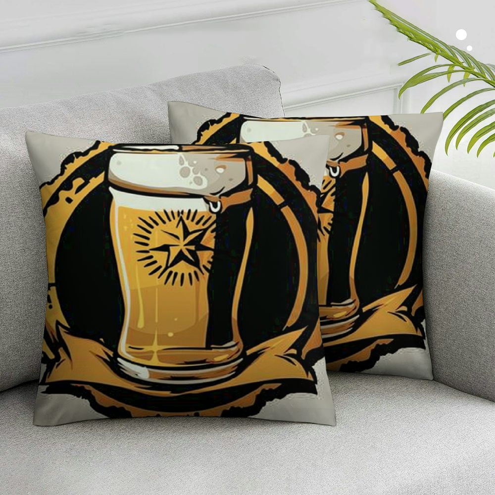 Acheng Decorative Throw Pillow Covers Beer Emblem Bottle Cap Glass Bar ...