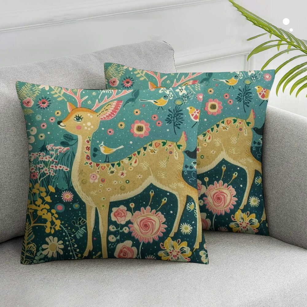 Acheng Deer Pillows Decorative Throw Pillow Cover Magic Love Flower ...