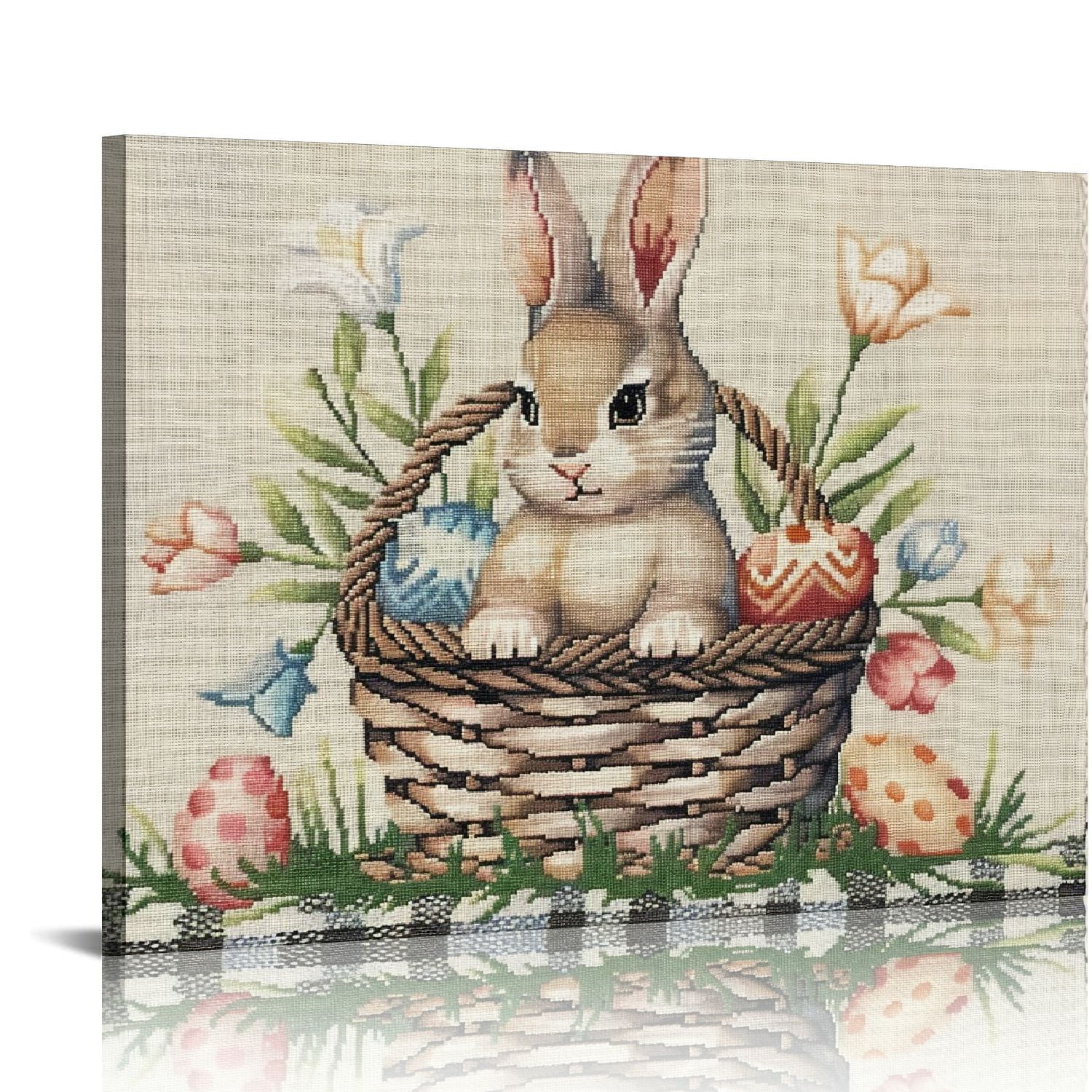 Acheng Easter Plaid Black Wall Art For Living Room/Bedroom, Canvas ...