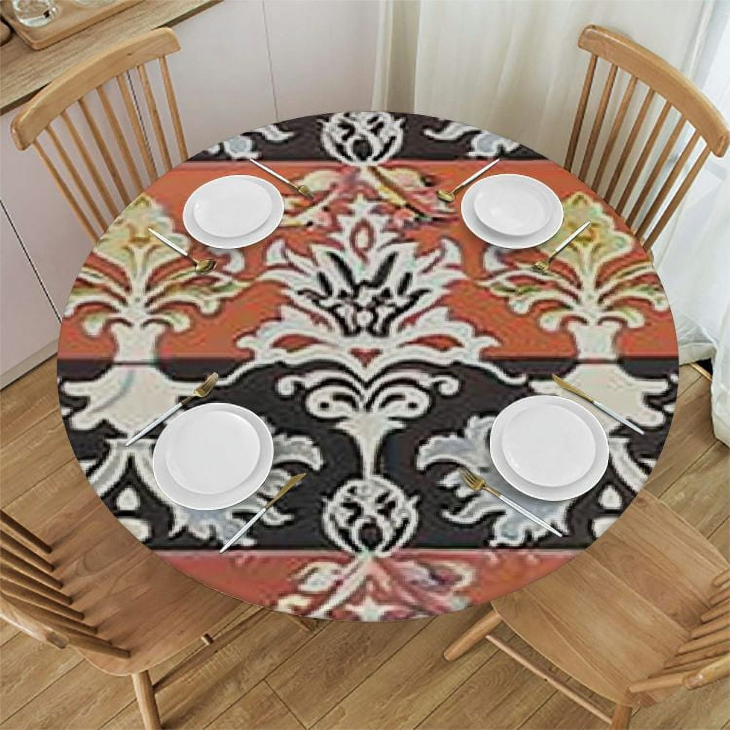 Acheng Ethnic Style Round Tablecloth, Waterproof Oil Proof Spill Proof ...